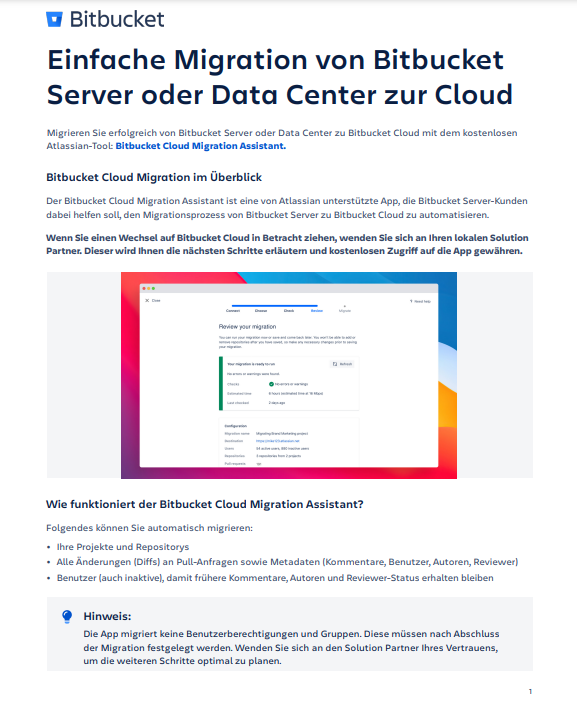 Einfache Migration von Bitbucket Server / Data Center zur Cloud