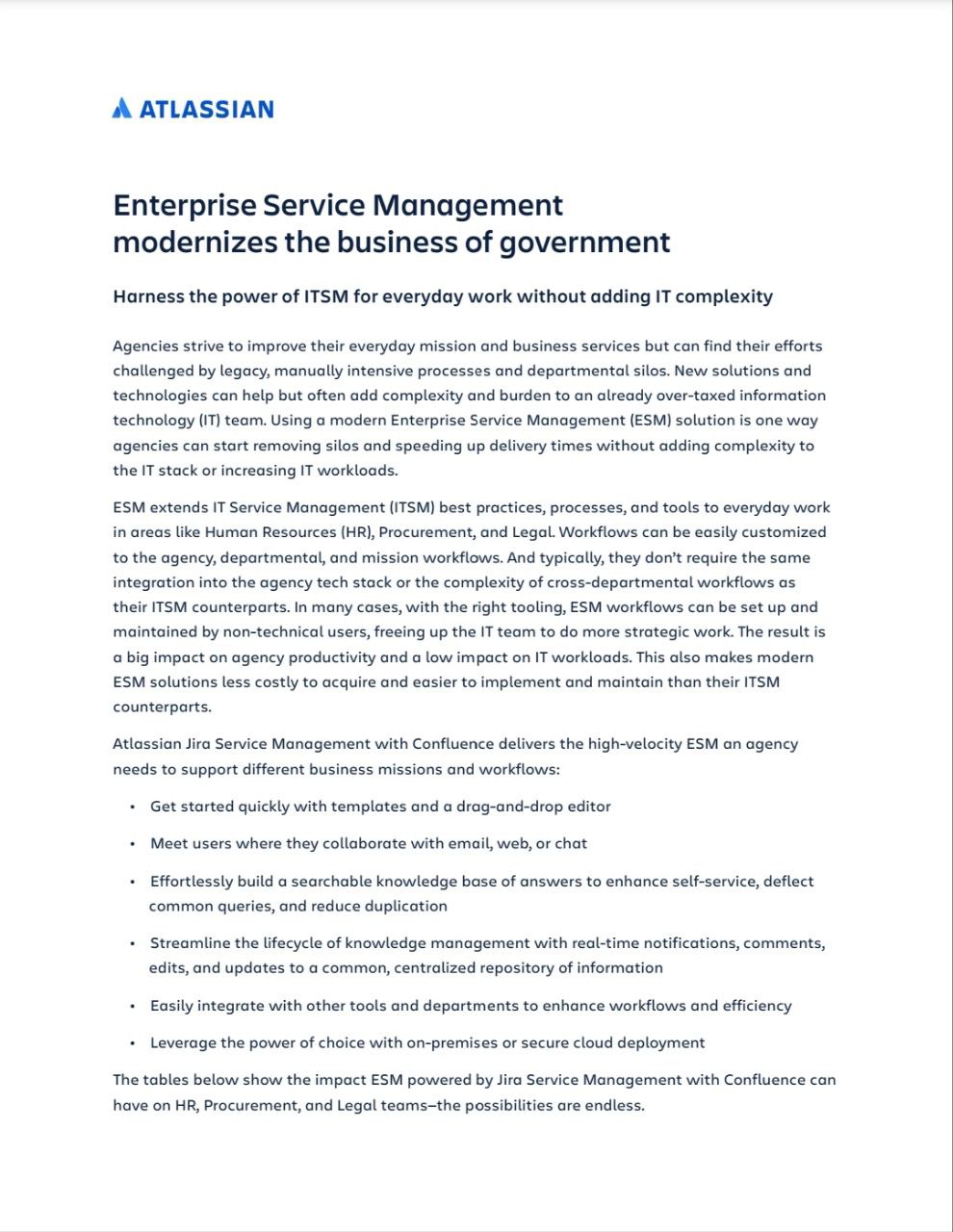 Enterprise Service Management modernizes the government business