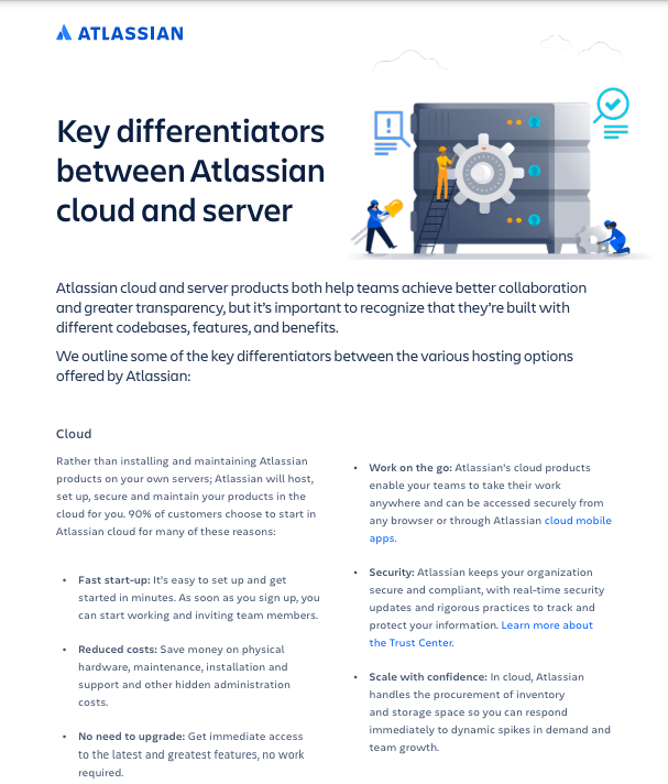 Key differentiators between Atlassian cloud and server
