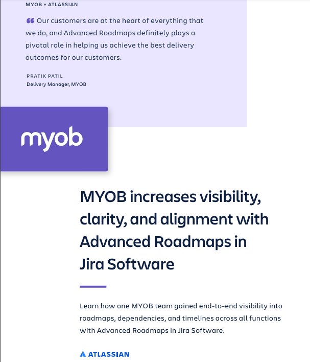MYOB: More transparency and alignment with Jira Advanced Roadmaps