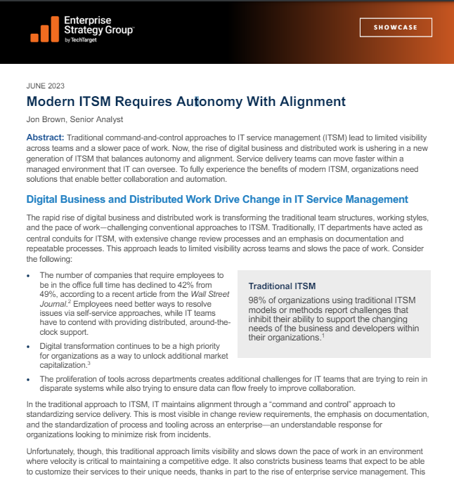Modern ITSM Requires Autonomy With Alignment